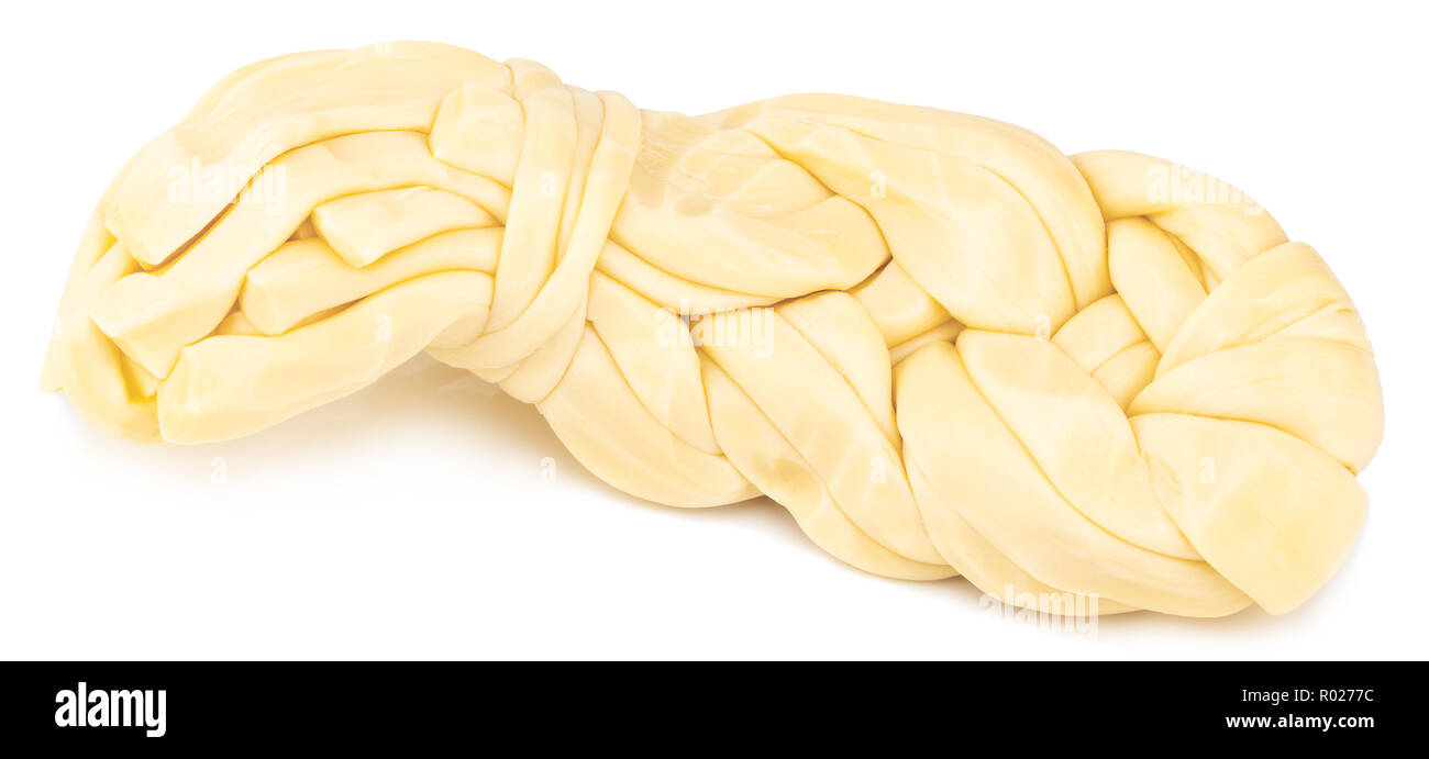 Smoked braided cheese isolated on white background Stock Photo - Alamy