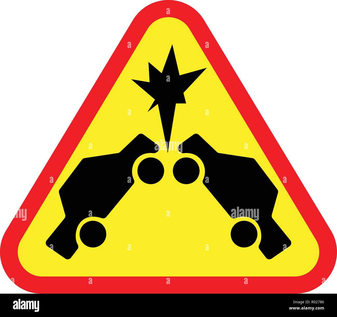 Crushed cars in a triangle, accident sign Stock Vector Image & Art - Alamy
