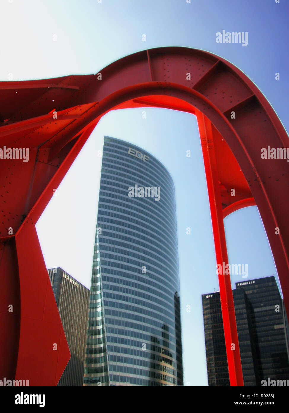 Part of Alexander Calder's sculpture "Red Spider" frames le Tour EDF ...