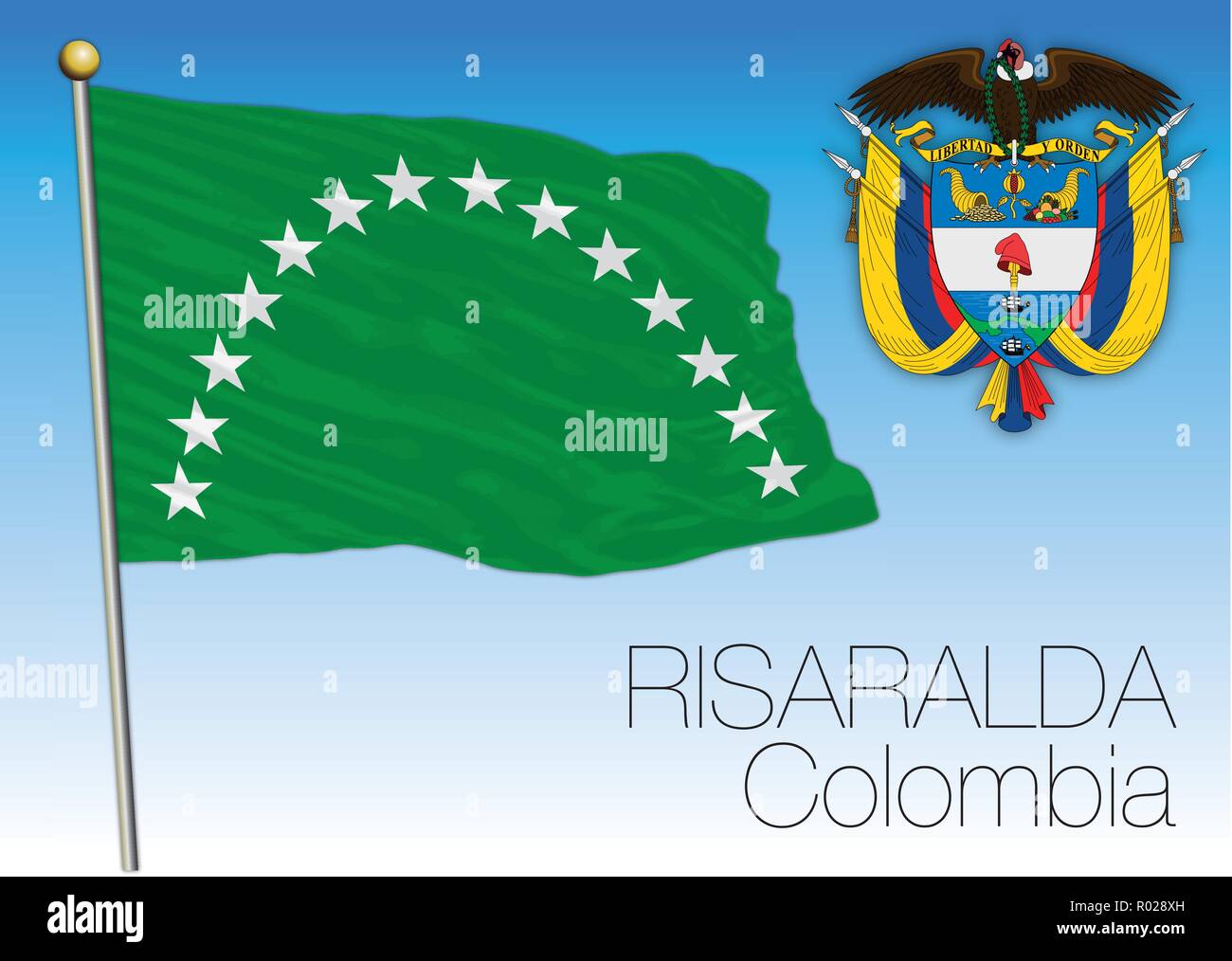 Risaralda regional flag, Republica de Colombia, vector illustration ...