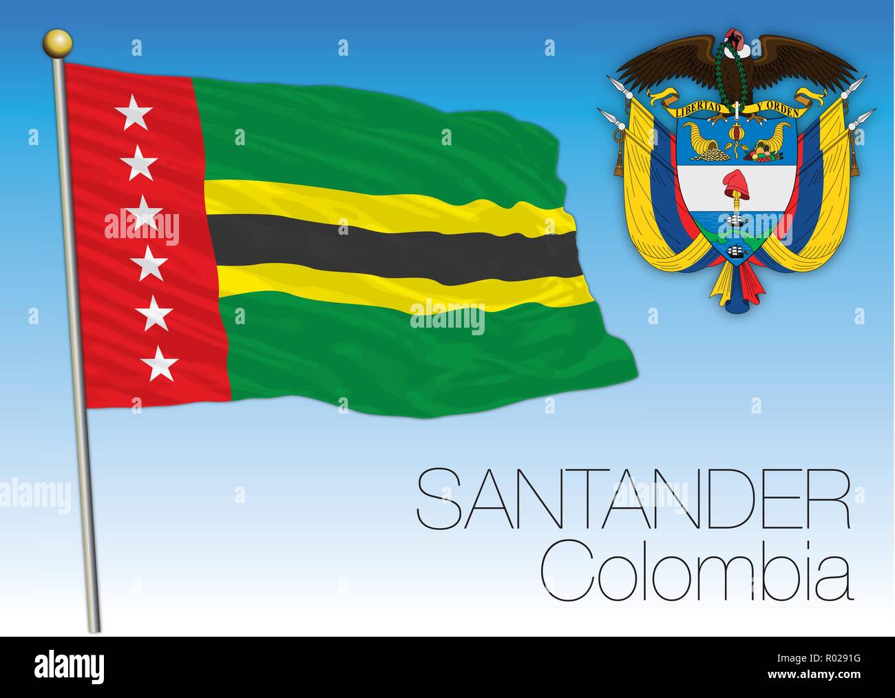 Santander regional flag, Republica de Colombia, vector illustration ...