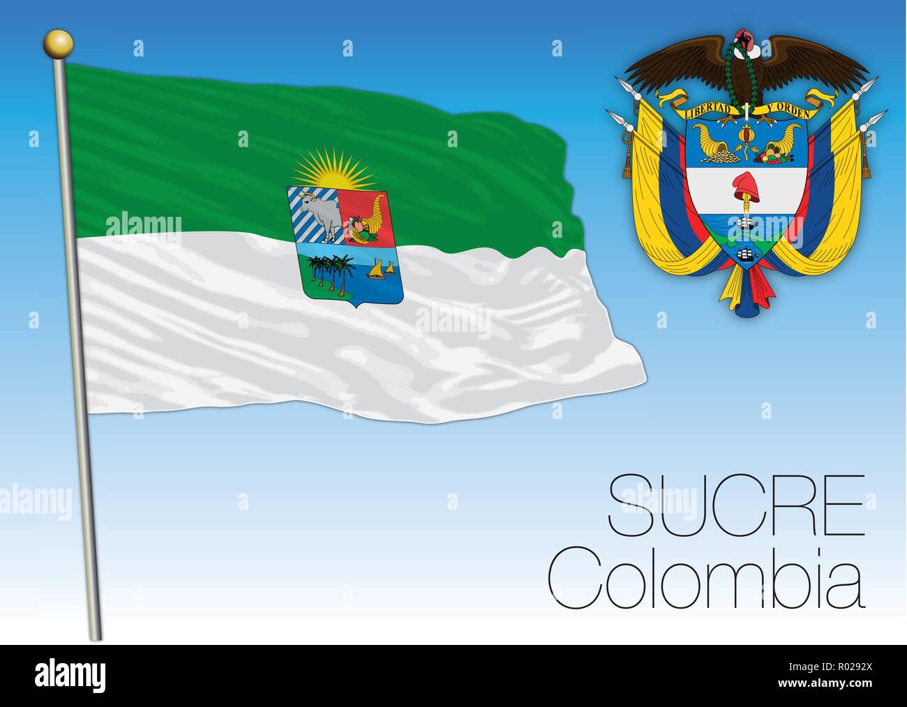 Sucre regional flag, Republica de Colombia, vector illustration Stock ...