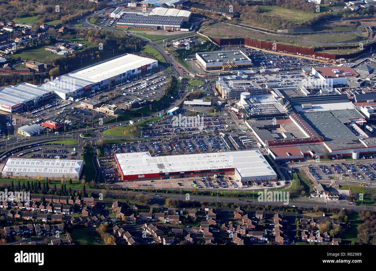 Aerial view Merryhill shopping centre Brierley Hill, West Midlands ...