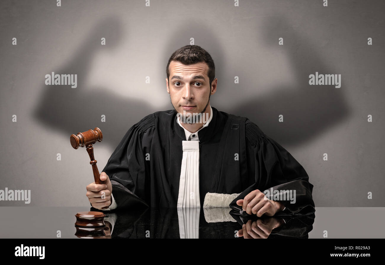 Young judge with brawny design on his back Stock Photo - Alamy
