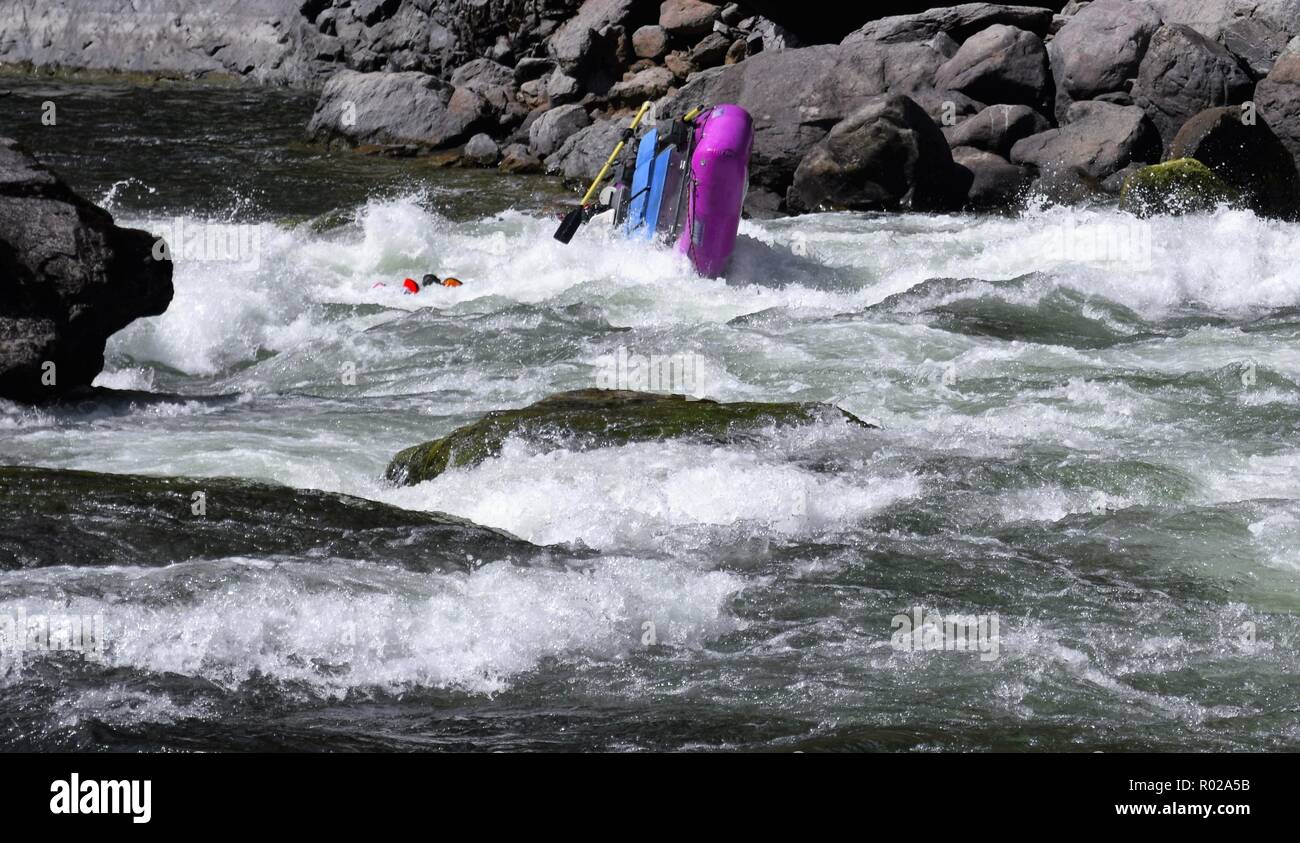 whitewater raft flipping Stock Photo - Alamy