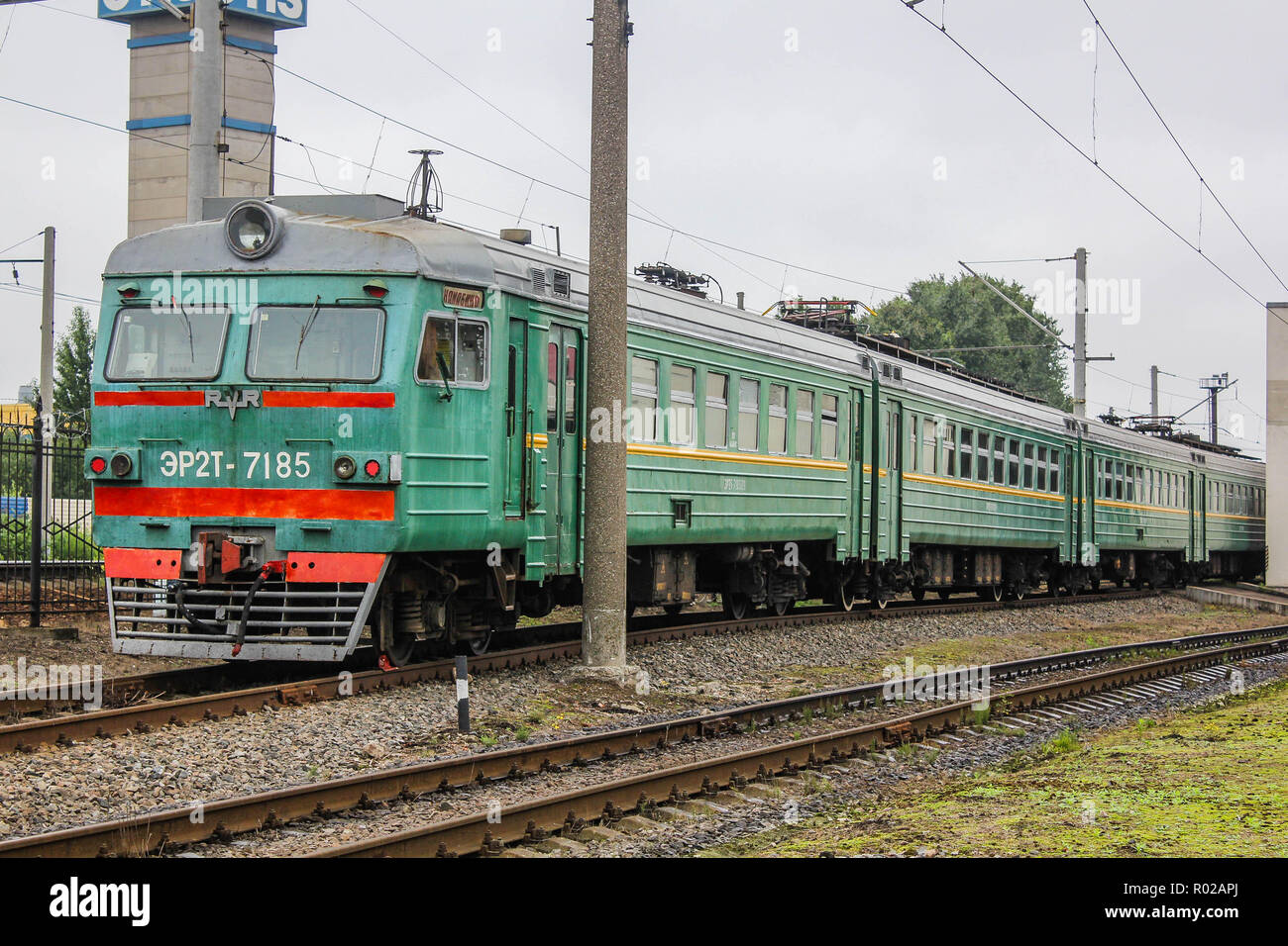 Steam locomotive and railcar of the museum railway hi-res stock ...