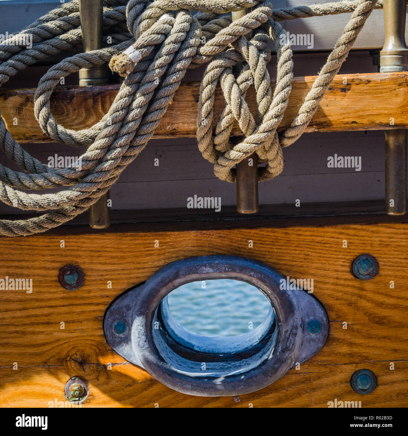 Rigging on the deck of an old sailing ship Stock Photo - Alamy