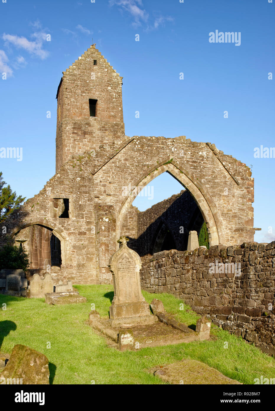 Early Morning Sun on 12th century Muthill Tower and remains of Church ...