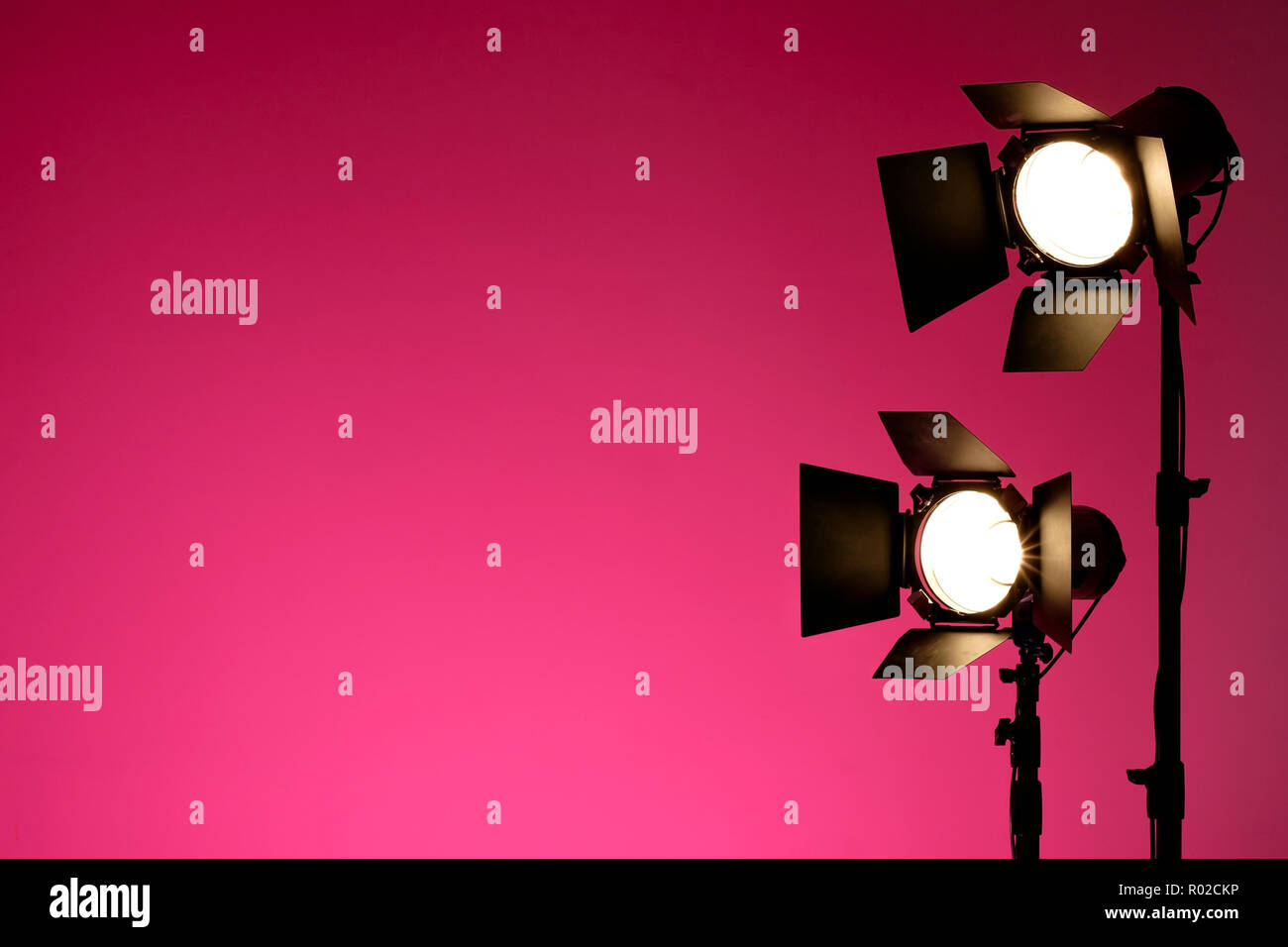 Equipment for photo studios and fashion photography. Pink copyspace ...