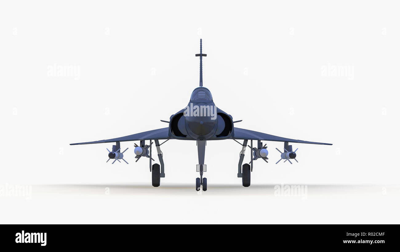 a military combat jet in front of isolated background(3d rendering ...