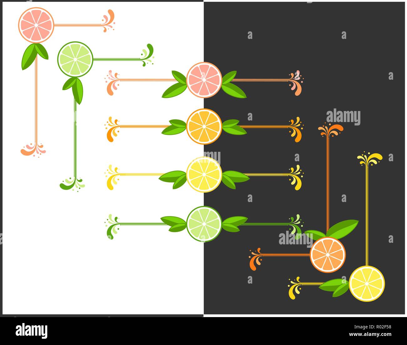 Fresh citrus vector frames and text dividers set. Juicy slices of lime ...