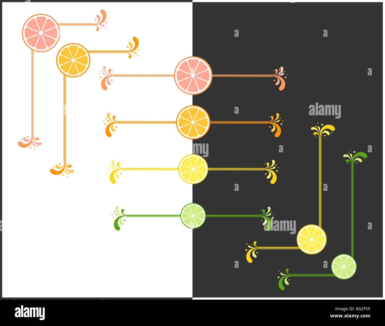 Fresh citrus vector frames and text dividers set. Juicy slices of lime ...