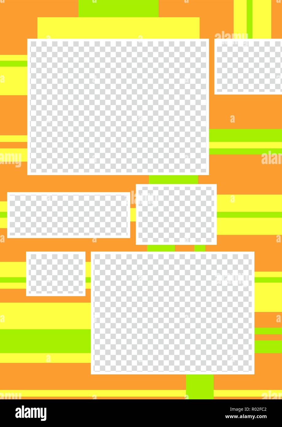 Colorful page for scrapbooking. Retro design square photo frames in ...