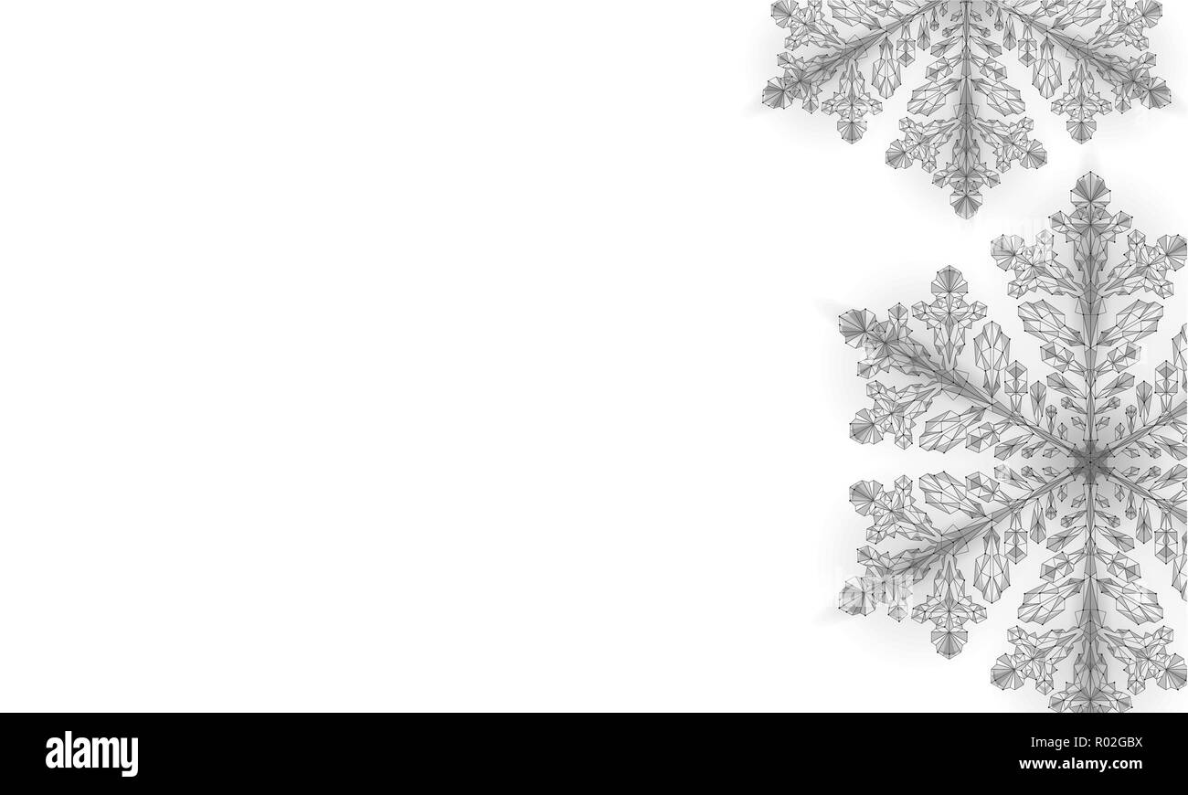 Polygonal low poly festive snowflake. Isolated 3D detailed render ...