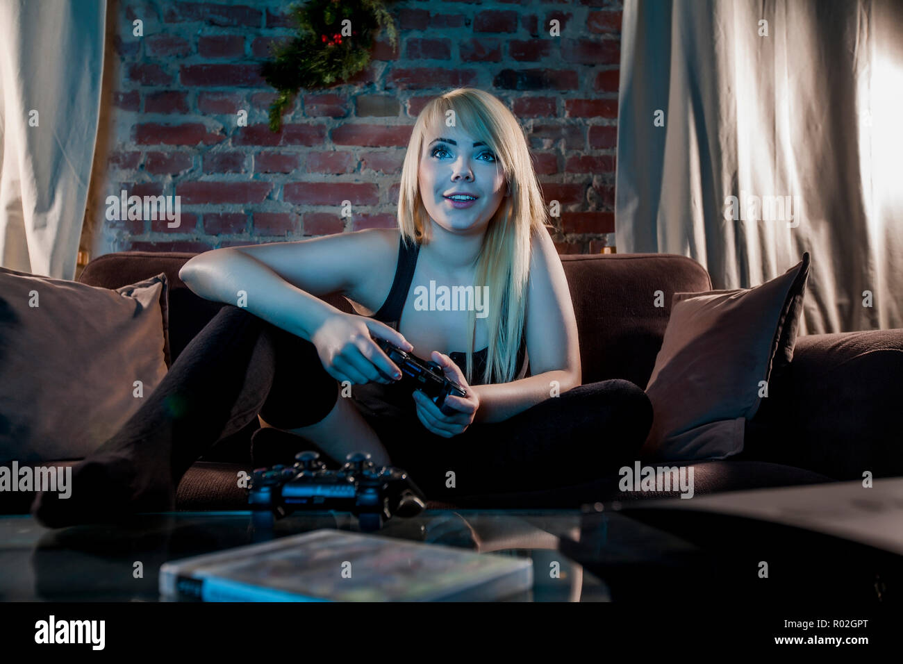 Teen Playing Video Game Stock Photo - Alamy