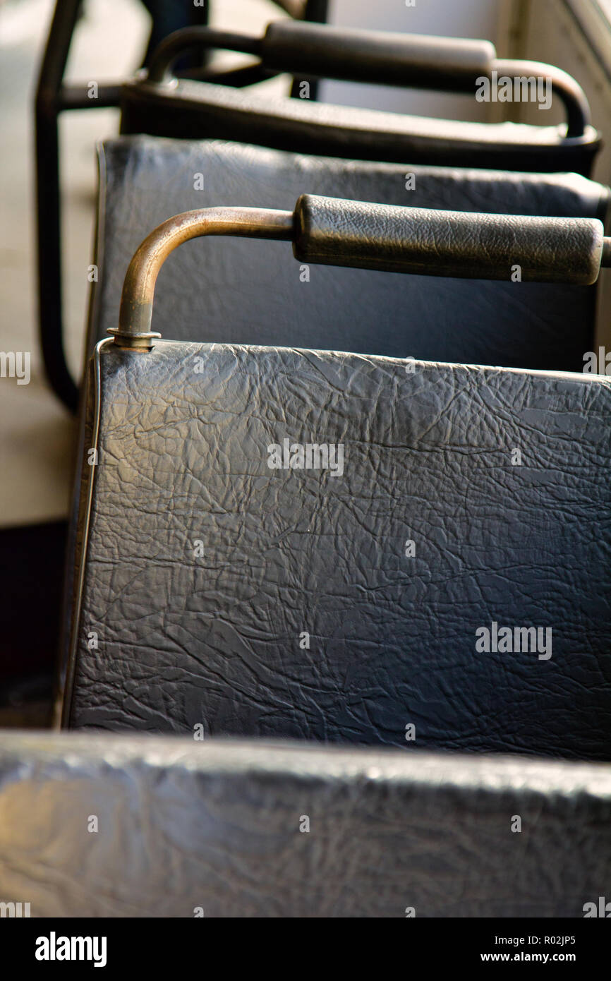 passenger seat in old city bus. On these chairs sat thousands of ...
