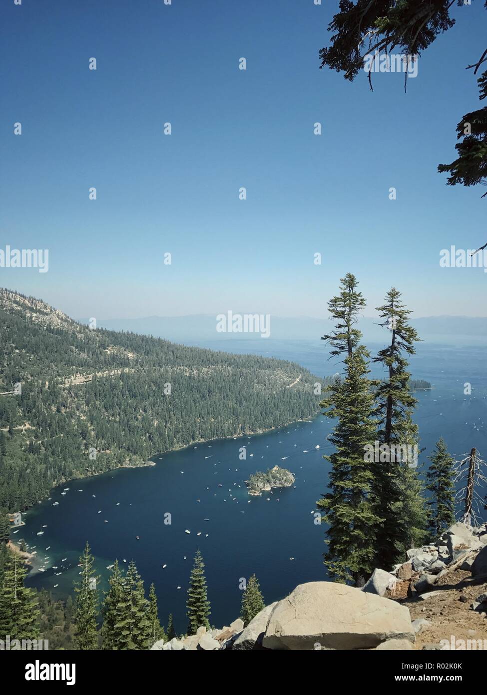 Top mountain view of blue ocean and green mountain Stock Photo - Alamy