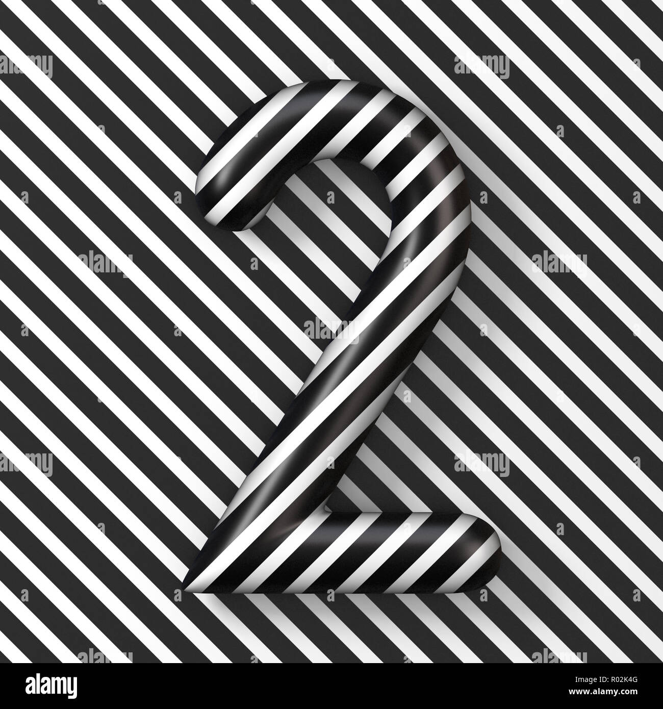 Black and white stripes Number 2 TWO 3D render illustration Stock Photo ...