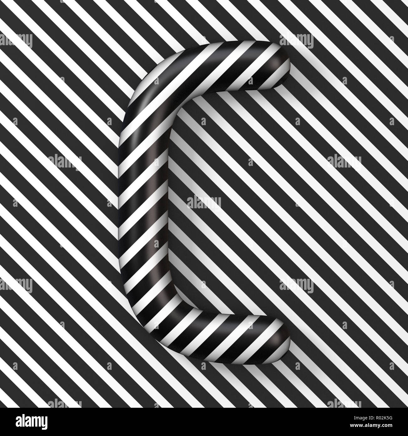 Black and white stripes Letter C 3D render illustration Stock Photo - Alamy