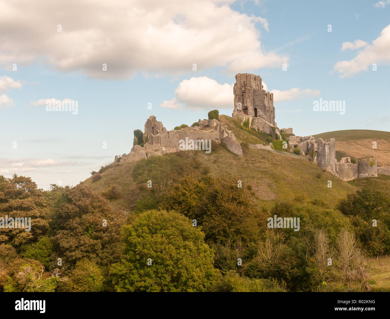 corfe castle dorset holiday skyline blue clouds nature landscape ...