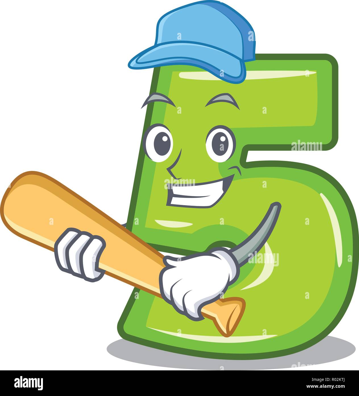 Playing baseball character number five at wooden door Stock Vector ...