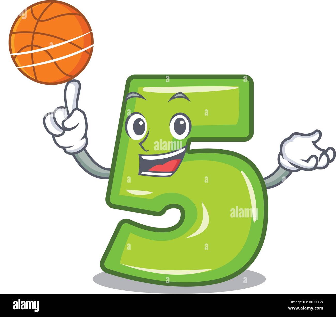 With basketball character number five at wooden door Stock Vector Image ...