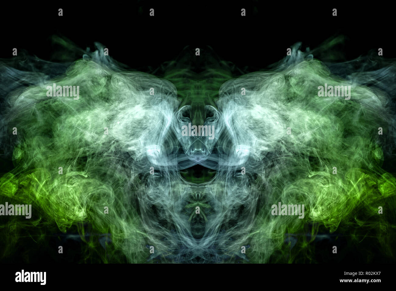 Fluffy Puffs blue and green smoke and Fog in the form of a skull ...