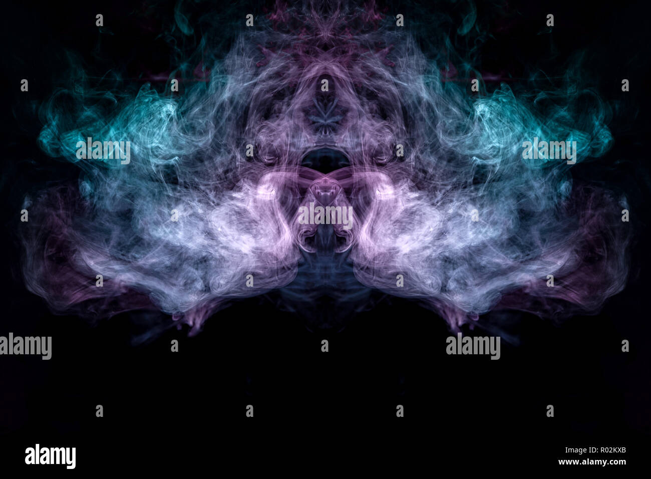 Fluffy Puffs blue and pink smoke and Fog in the form of a skull ...