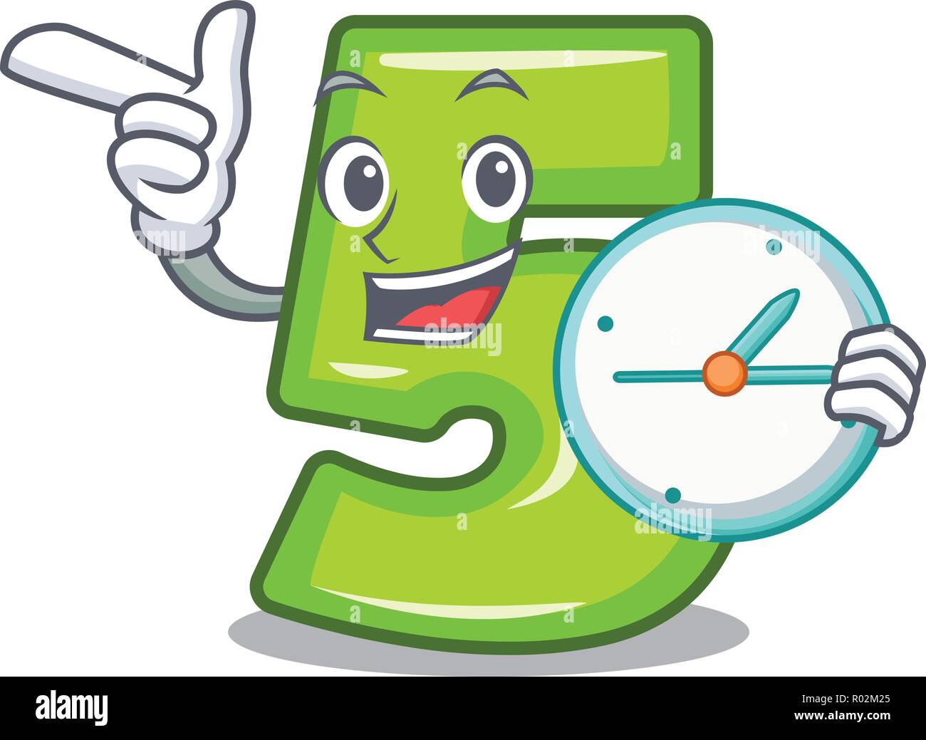 With clock cartoon house number five on wall Stock Vector Image & Art ...