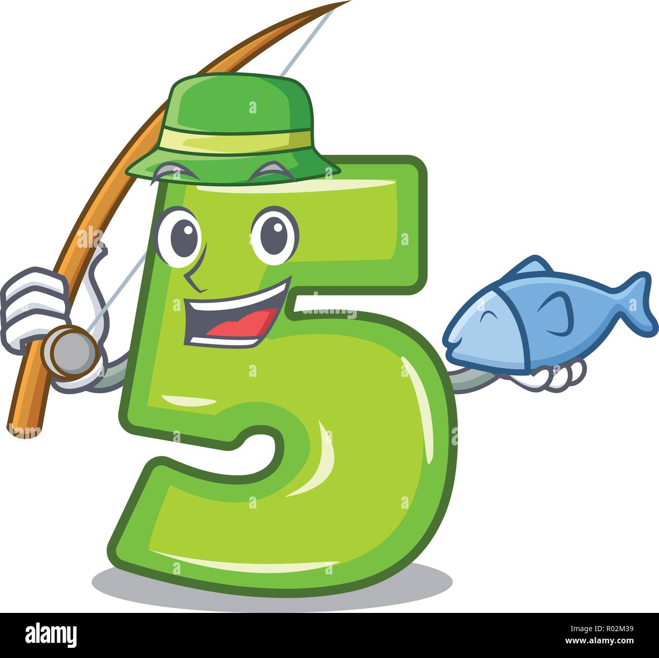 Fishing number five isolated on the mascot Stock Vector Image & Art - Alamy