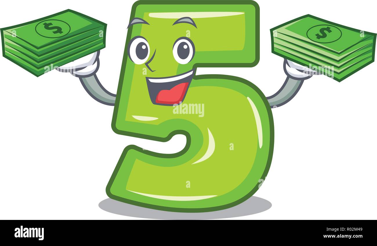 With money number five isolated on the mascot Stock Vector Image & Art ...