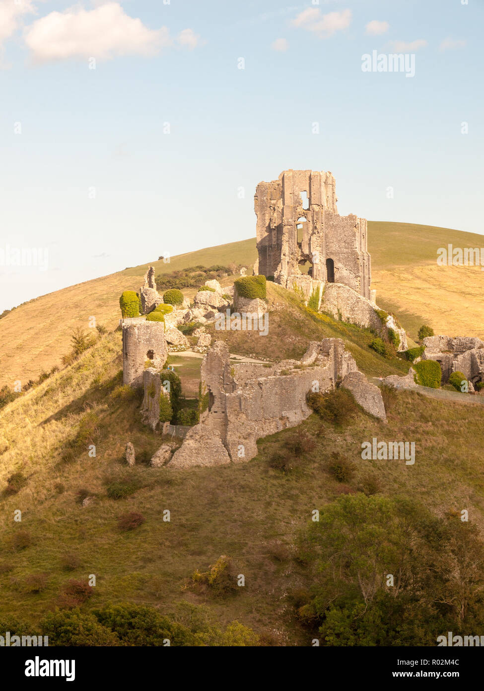 corfe castle dorset holiday skyline blue clouds nature landscape ...