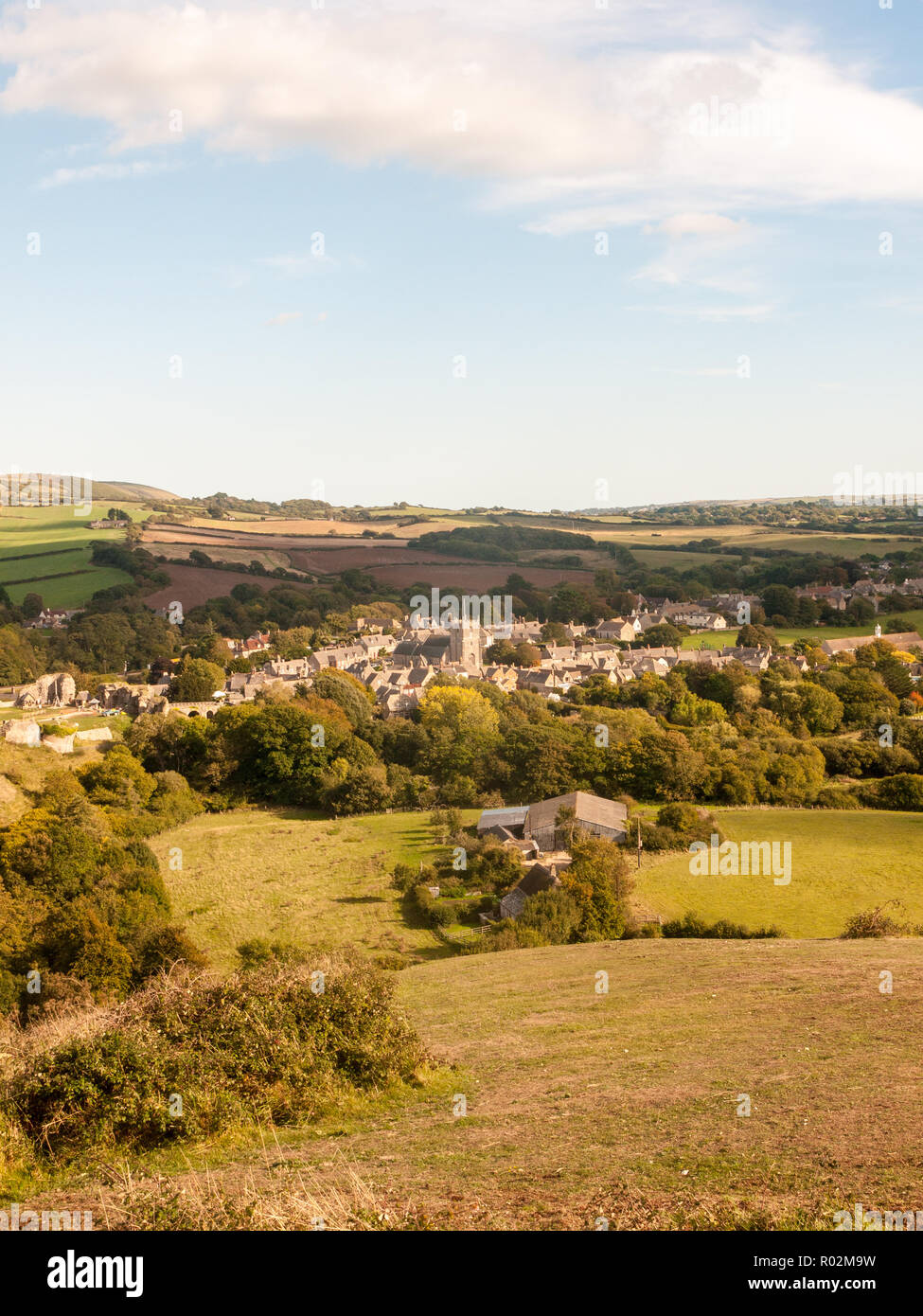 corfe castle dorset holiday skyline blue clouds nature landscape ...