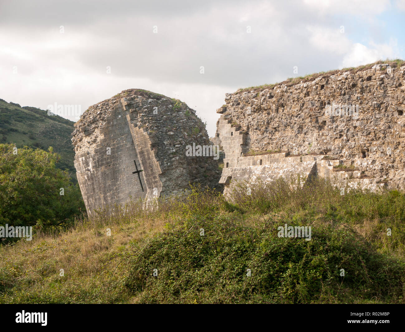 beautiful corfe castle dorset daytime summer light blue sky castle ...