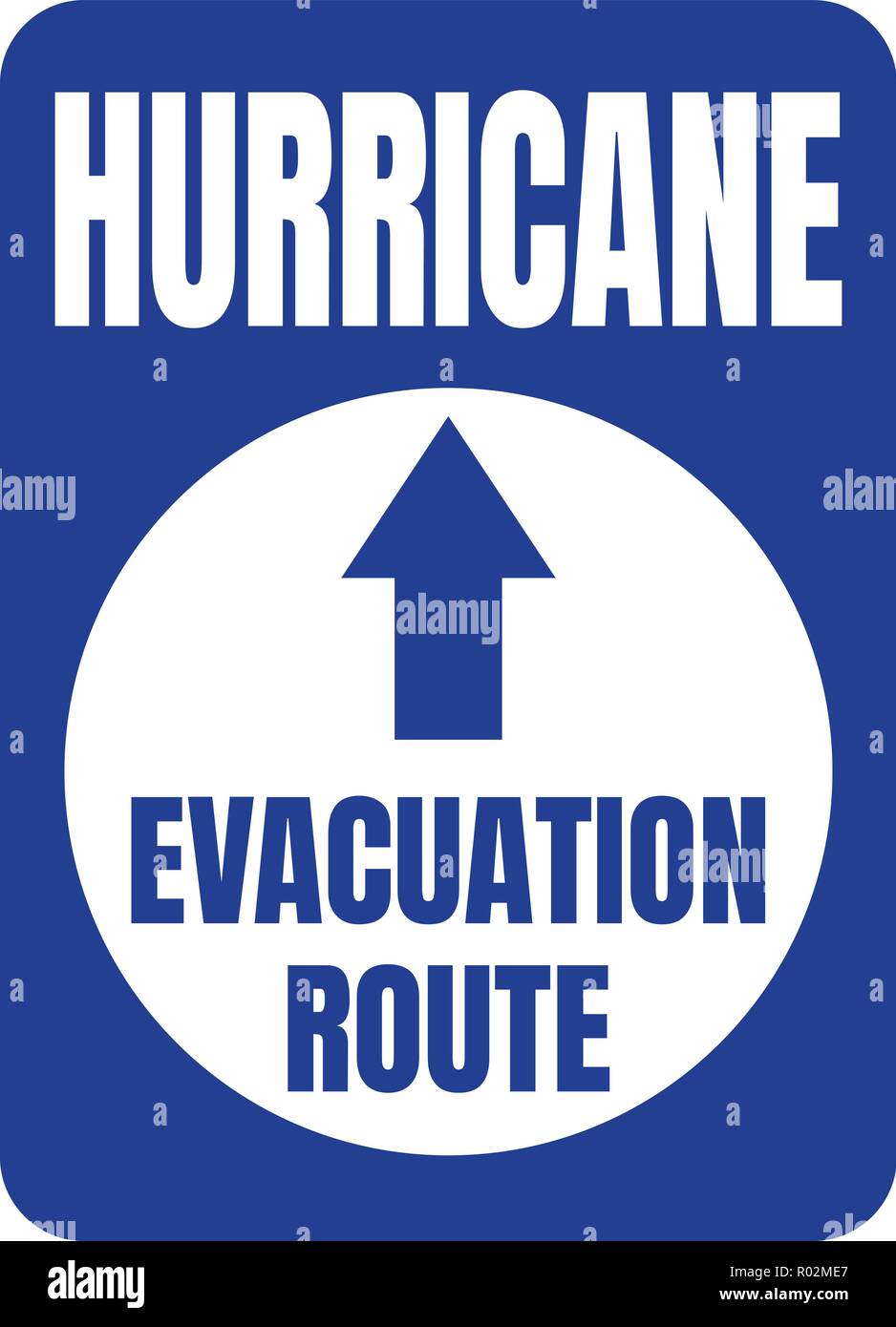 Hurricane Evacuation Route Road Sign Blue Square White Circle Stock ...