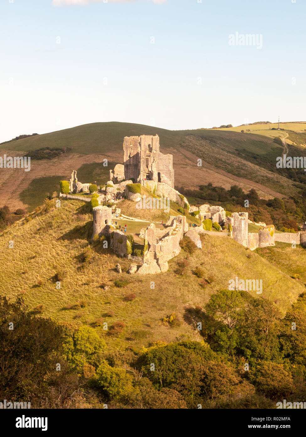 corfe castle dorset holiday skyline blue clouds nature landscape ...