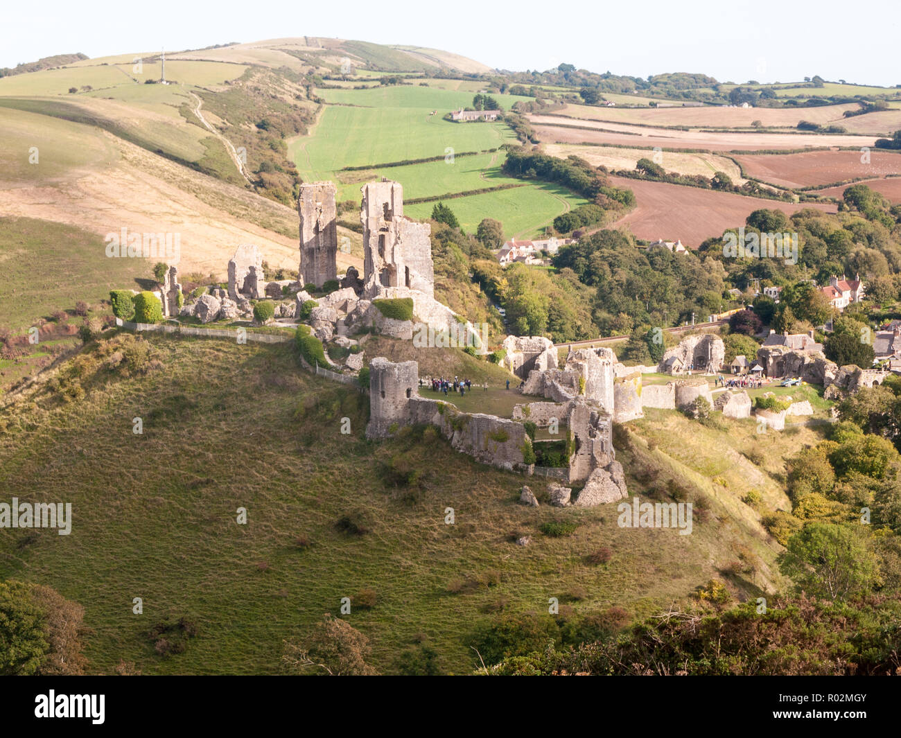 corfe castle dorset holiday skyline blue clouds nature landscape ...