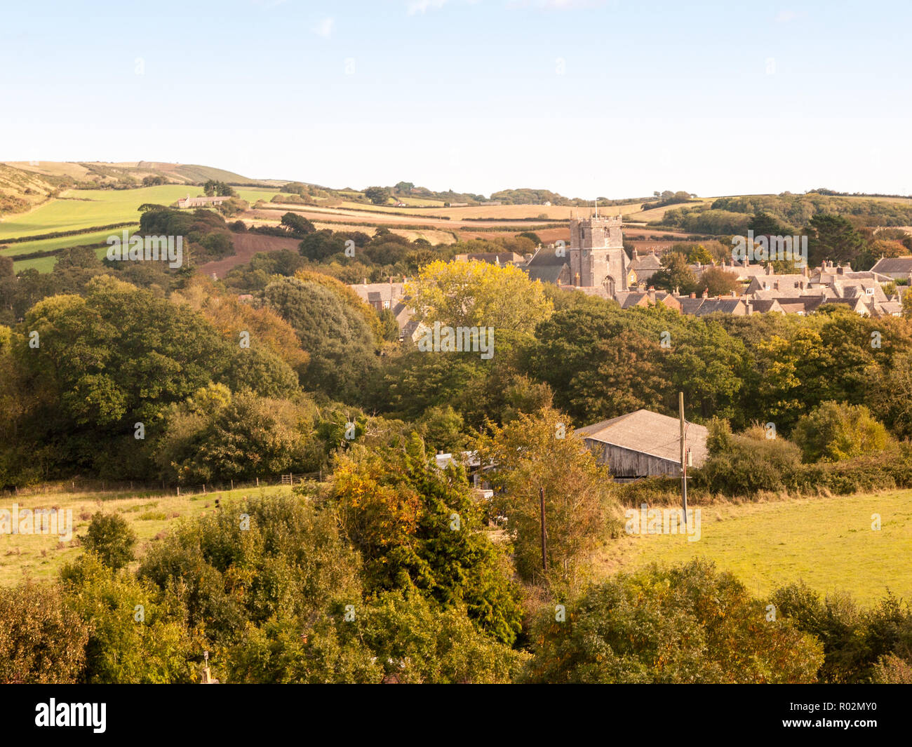 corfe castle dorset holiday skyline blue clouds nature landscape ...