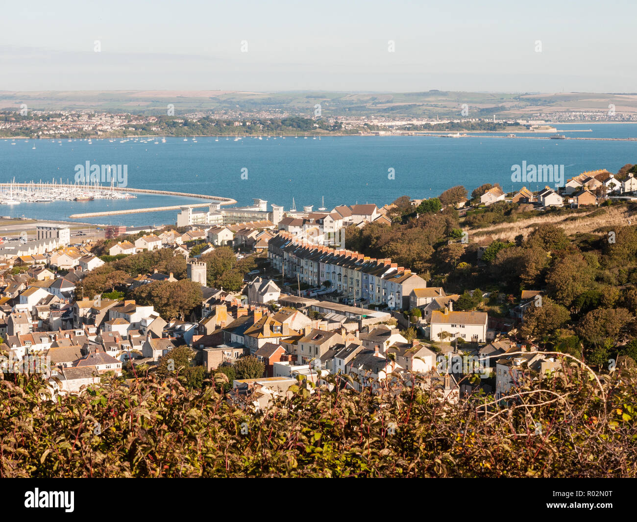 chesil beach from isle of portland beach view england summer landscape ...