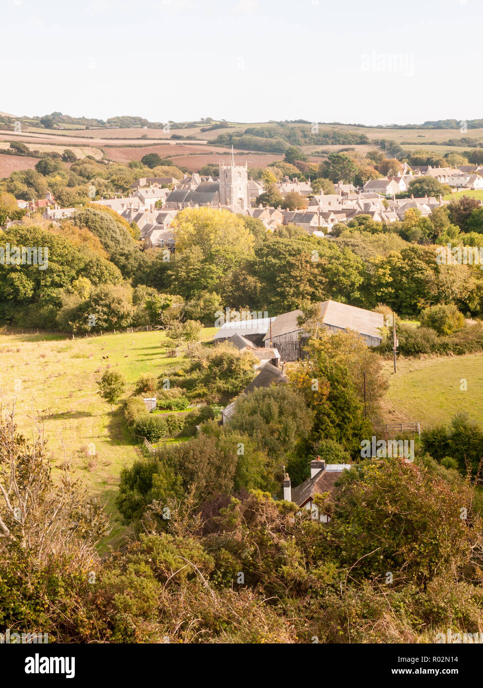 corfe castle dorset holiday skyline blue clouds nature landscape ...