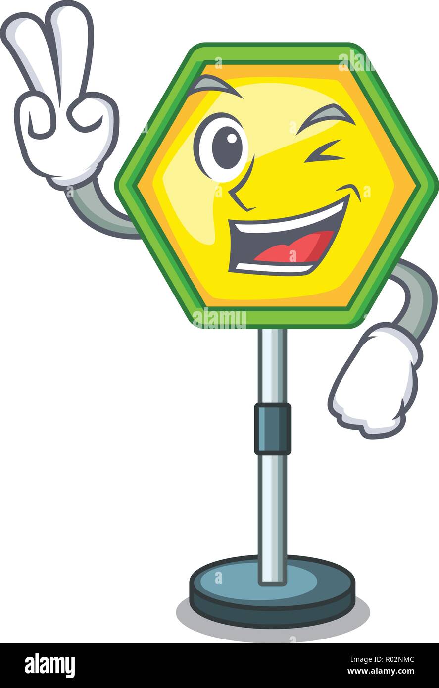 Two finger cartoon traffic sign on traffic road Stock Vector Image ...