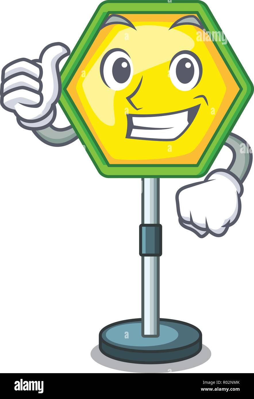 Thumbs up cartoon traffic sign on traffic road Stock Vector Image & Art ...