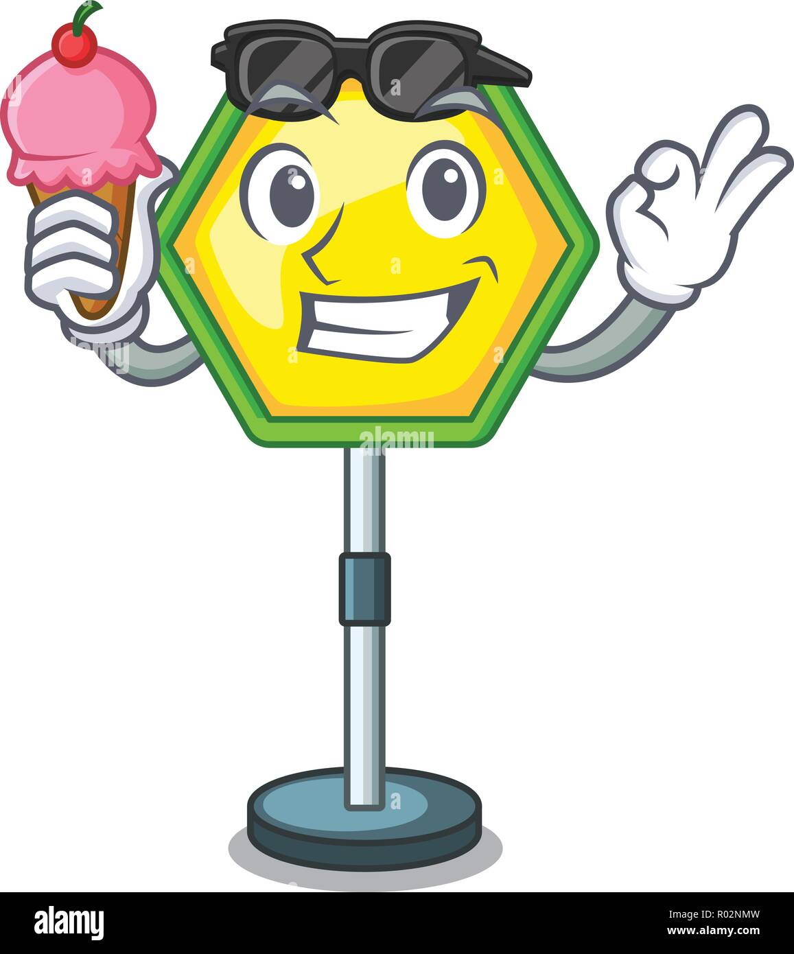 With ice cream cartoon traffic sign on traffic road Stock Vector Image ...