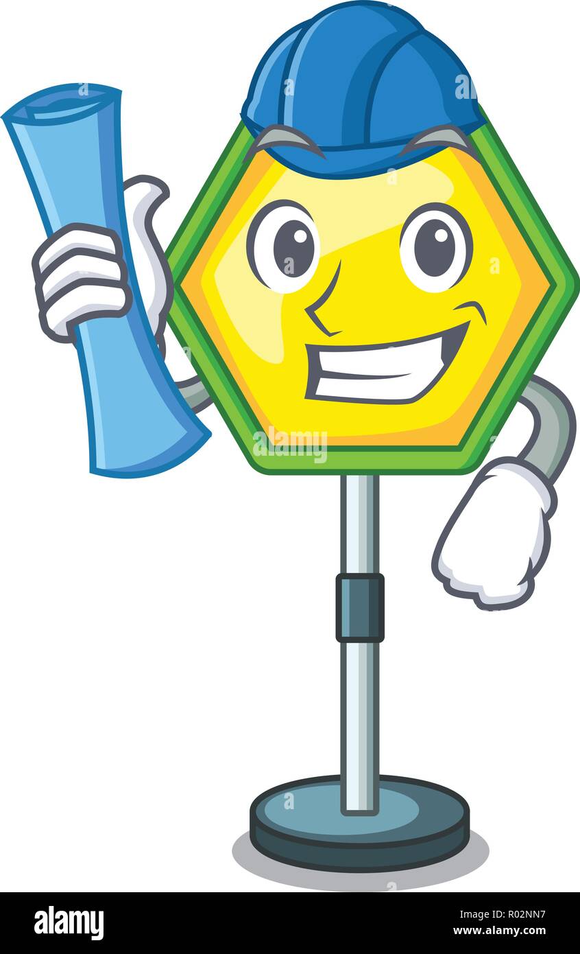 Architect cartoon traffic sign on traffic road Stock Vector Image & Art ...