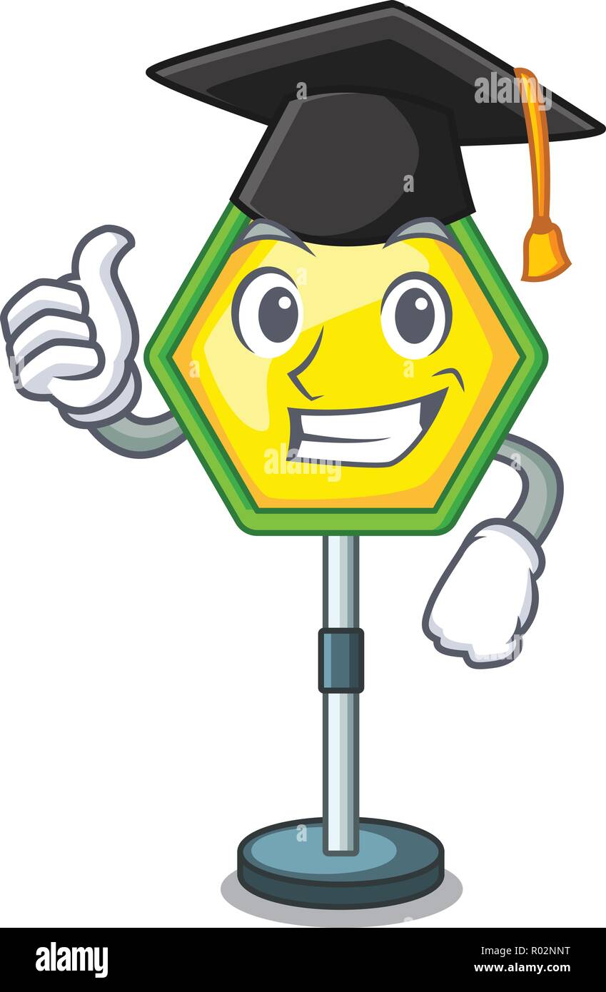 Graduation cartoon traffic sign on traffic road Stock Vector Image ...