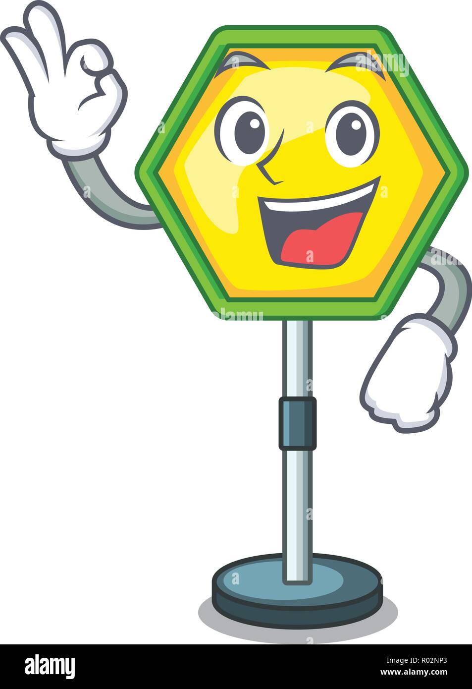 Okay cartoon traffic sign on traffic road Stock Vector Image & Art - Alamy