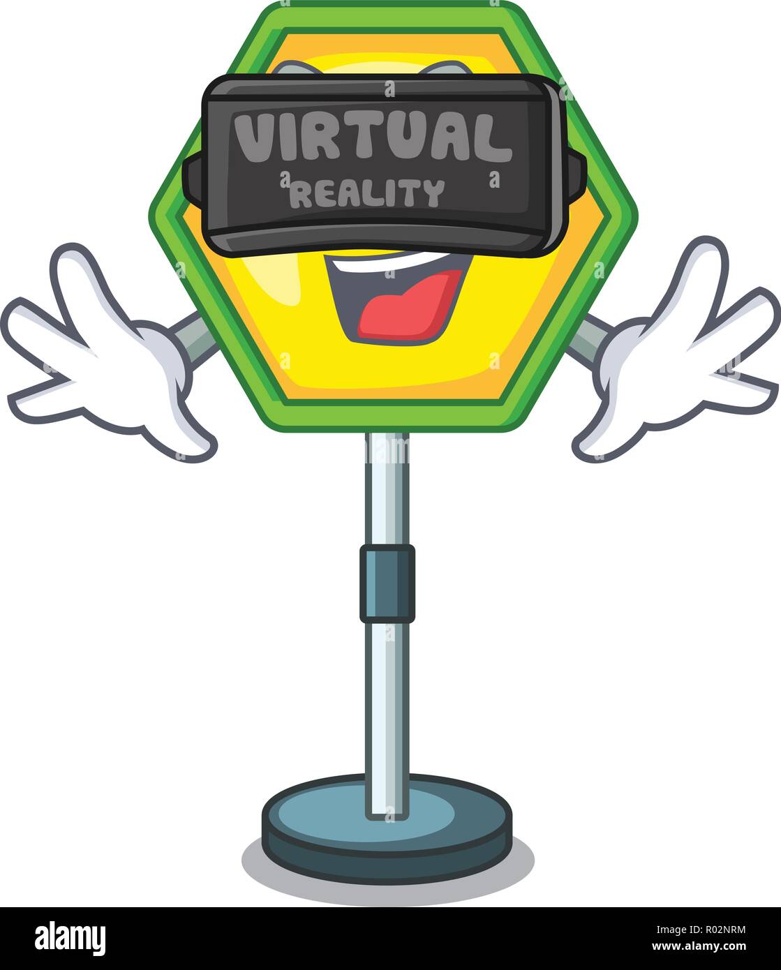 Virtual reality road traffic sign on the cartoon Stock Vector Image ...