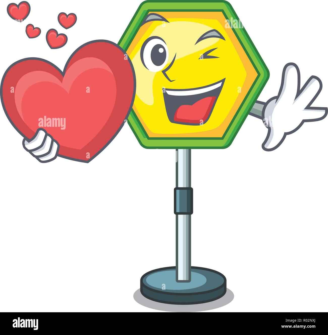 With heart road traffic sign on the cartoon Stock Vector Image & Art ...