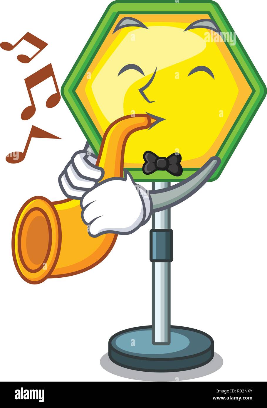 With trumpet road traffic sign on the cartoon Stock Vector Image & Art ...