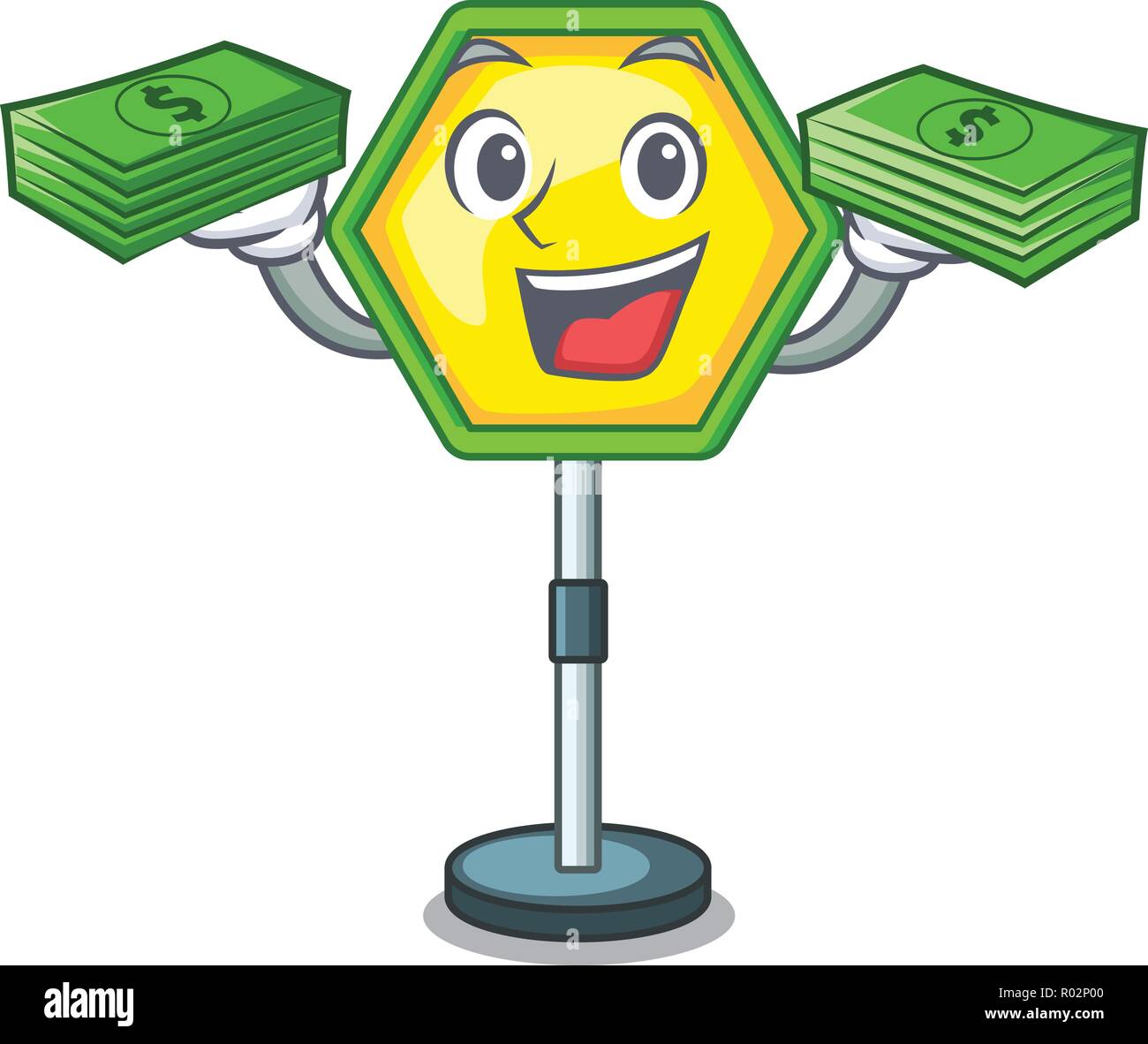 With money road traffic sign on the cartoon Stock Vector Image & Art ...